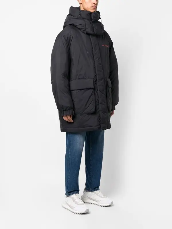 Calvin Klein Logo Print Hooded Parka
