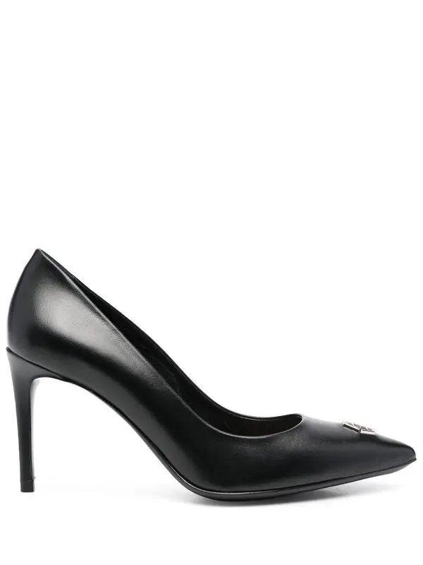Philipp Plein Logo Plaque Leather Pumps