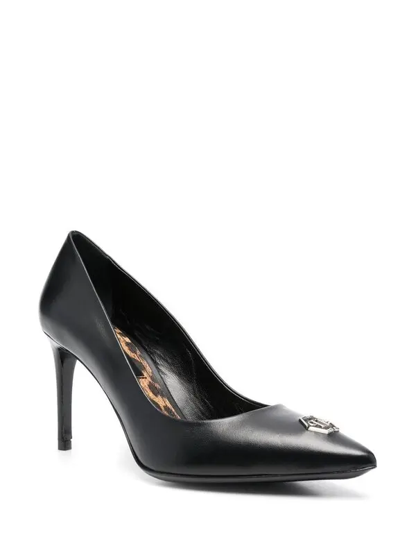 Philipp Plein Logo Plaque Leather Pumps