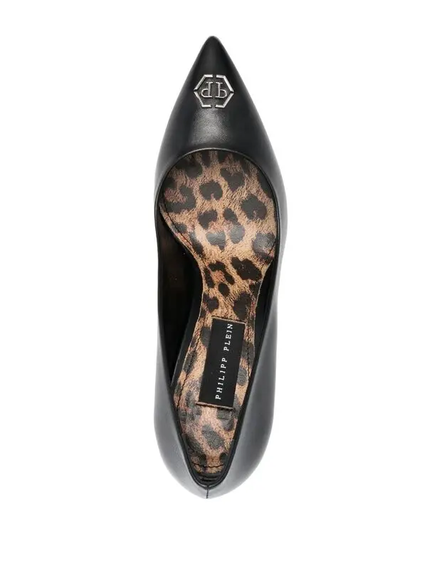 Philipp Plein Logo Plaque Leather Pumps