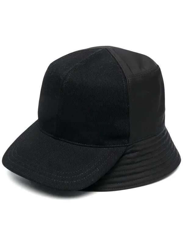 Prada Baseball Panel Leather Bucket Hat - Black