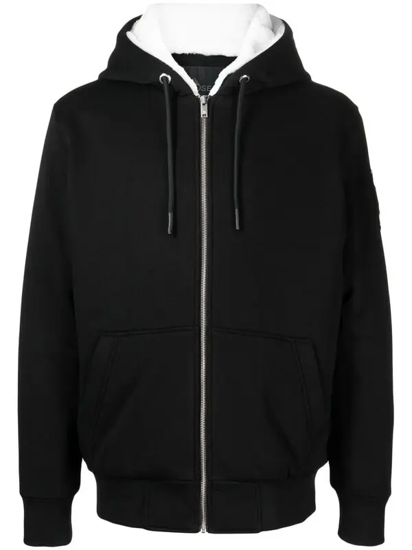 Moose Knuckles Logo Plaque Zip-up Hooded Jacket - Black