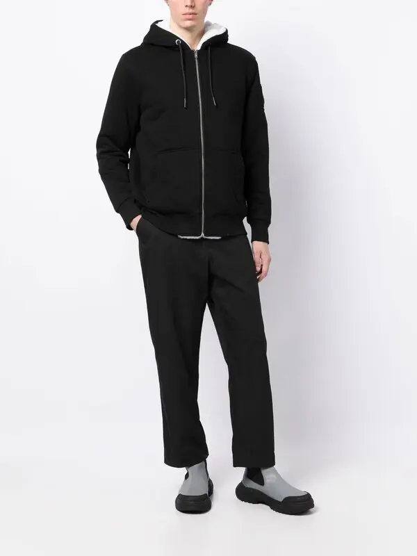 Moose Knuckles Logo Plaque Zip-up Hooded Jacket - Black