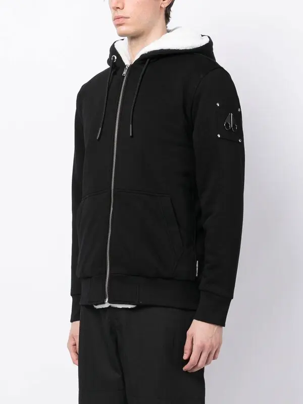 Moose Knuckles Logo Plaque Zip-up Hooded Jacket - Black