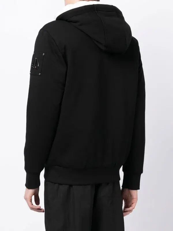 Moose Knuckles Logo Plaque Zip-up Hooded Jacket - Black