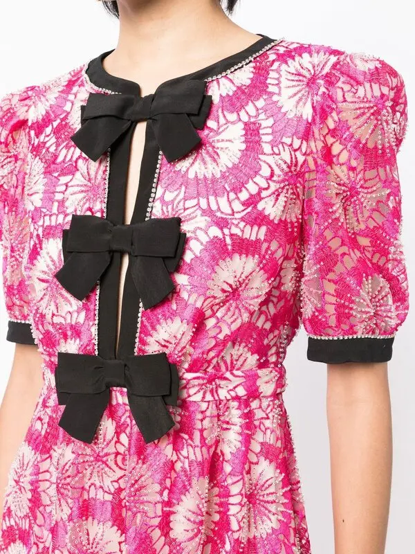 pink saloni bow dress Saloni London