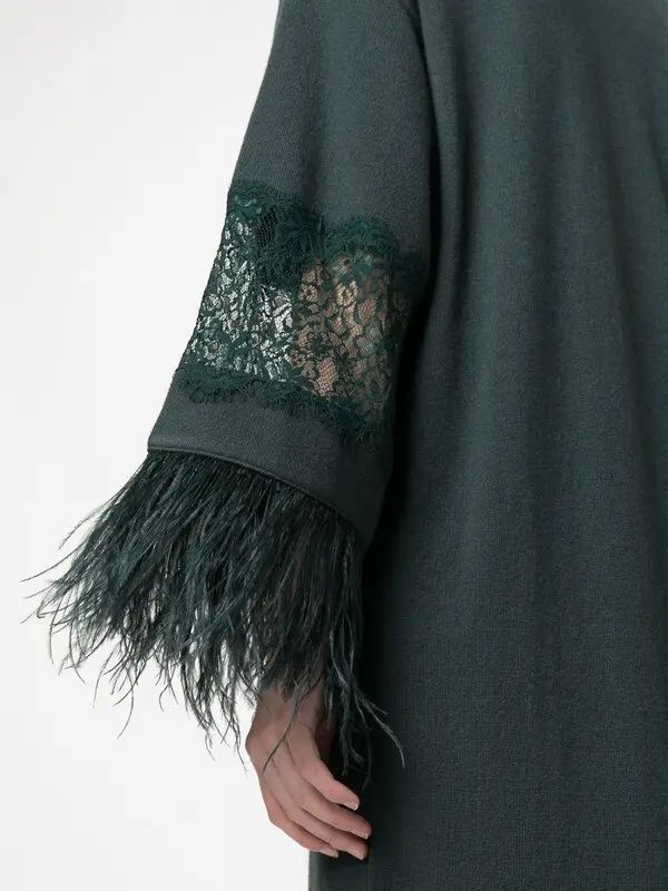 PAULA Floral-lace Detail Knitted Dress - Green