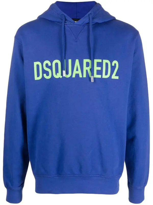 Dsquared2 Cotton Hoodie With Logo - Blue