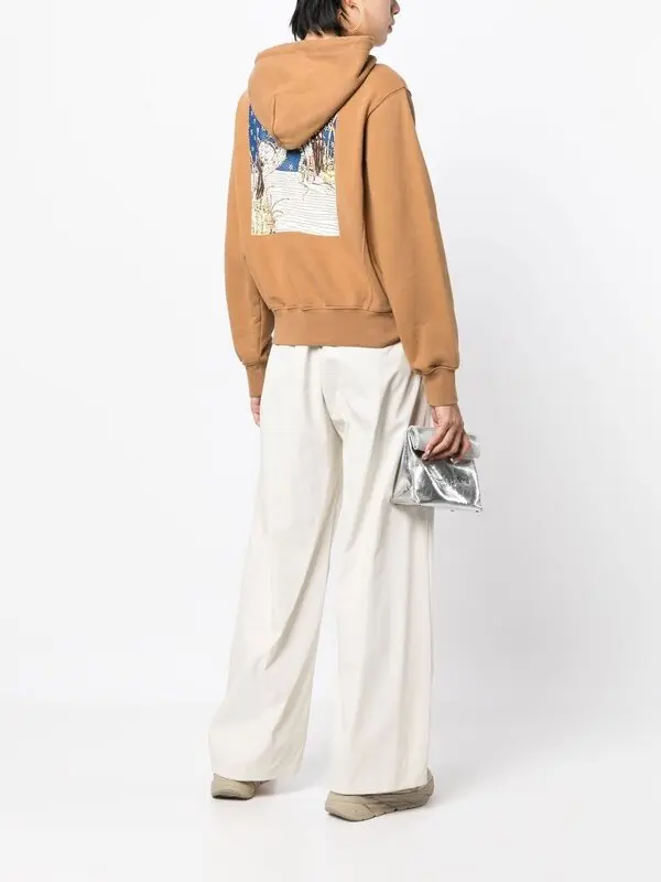 Heron Preston Medieval Heron-print Cotton Hoodie - Brown