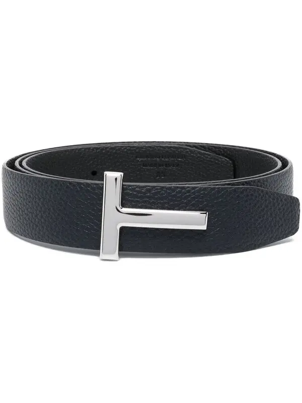 TOM FORD Logo-plaque Leather Belt - Blue