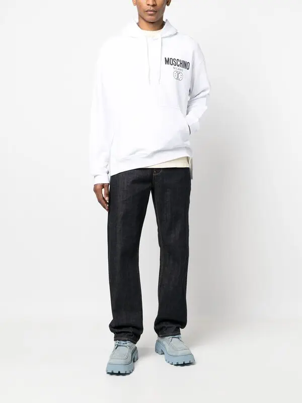 Moschino Logo-print Cotton Hoodie - White