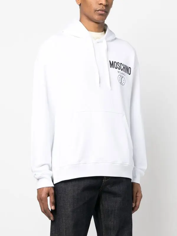 Moschino Logo-print Cotton Hoodie - White