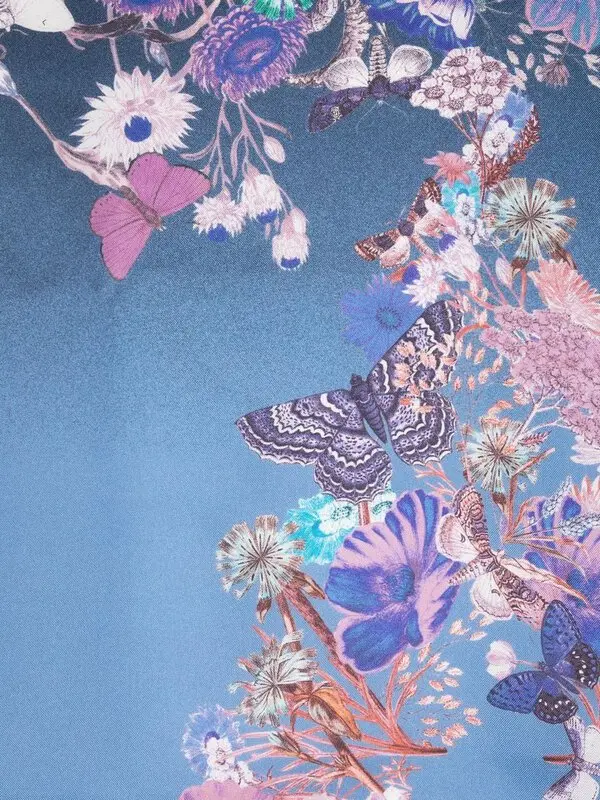 ASPINAL OF LONDON Floral-print Silk Scarf - Blue