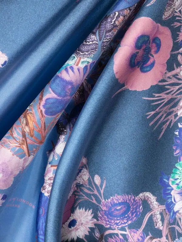ASPINAL OF LONDON Floral-print Silk Scarf - Blue