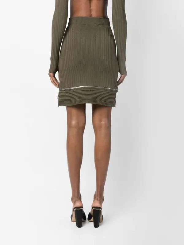 ANDREĀDAMO Zip-detail Ribbed Knit Skirt - Green