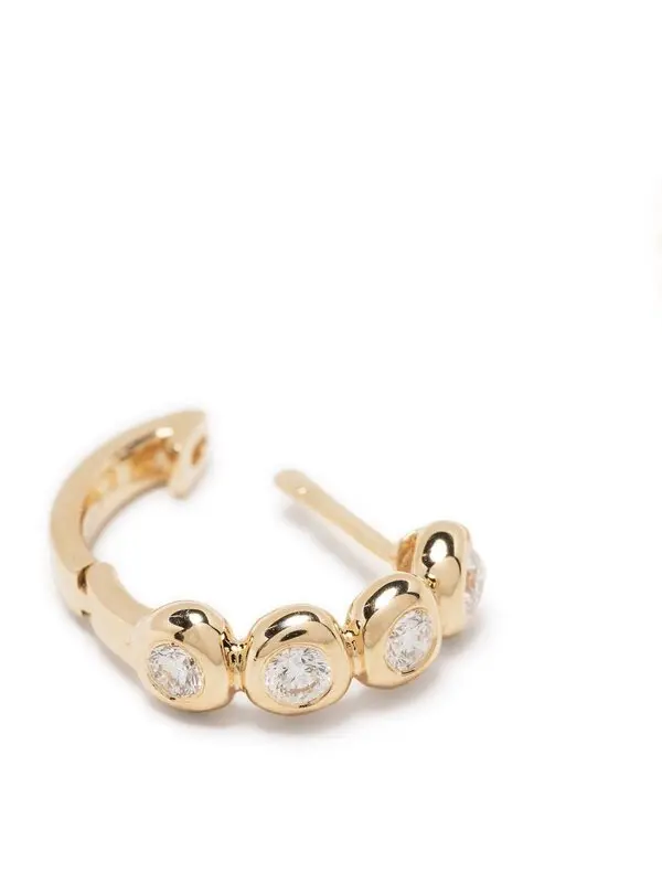 Ef Collection 14kt Yellow Pillow Diamond Huggie Earring
