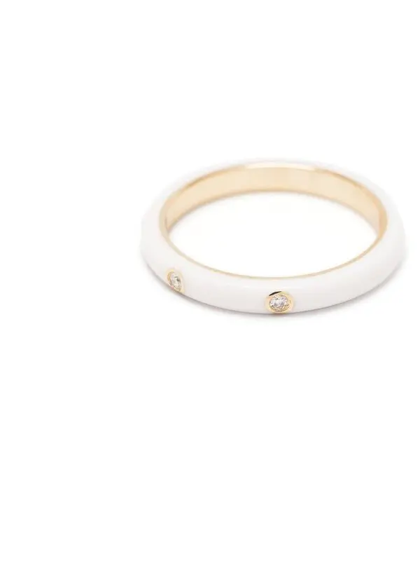 Ef Collection 14kt Yellow Diamond And Enamel Ring
