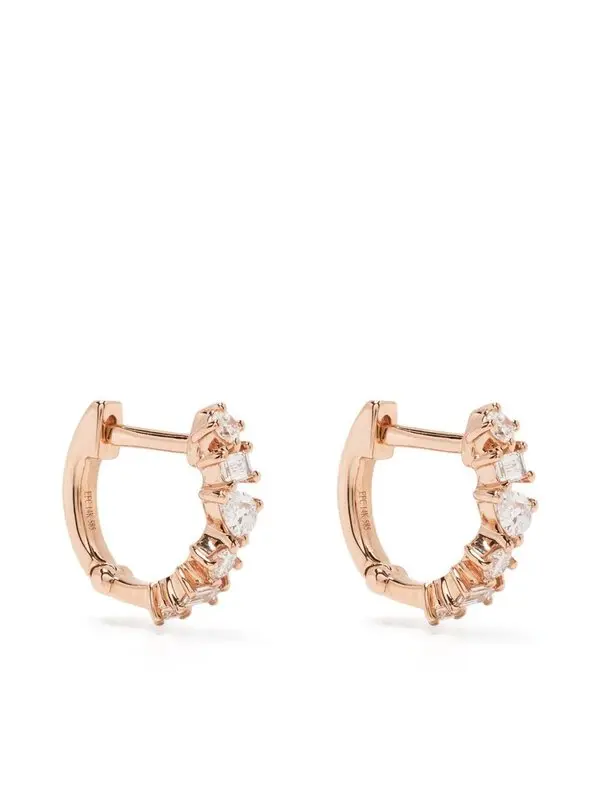 Ef Collection 14kt Rose Gold Diamond Huggie Earring - Pink