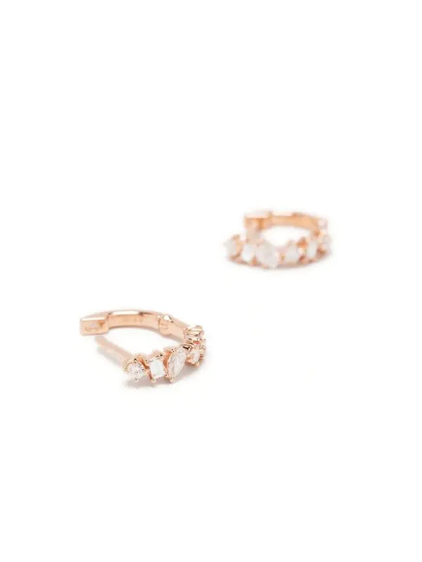 Ef Collection 14kt Rose Gold Diamond Huggie Earring - Pink