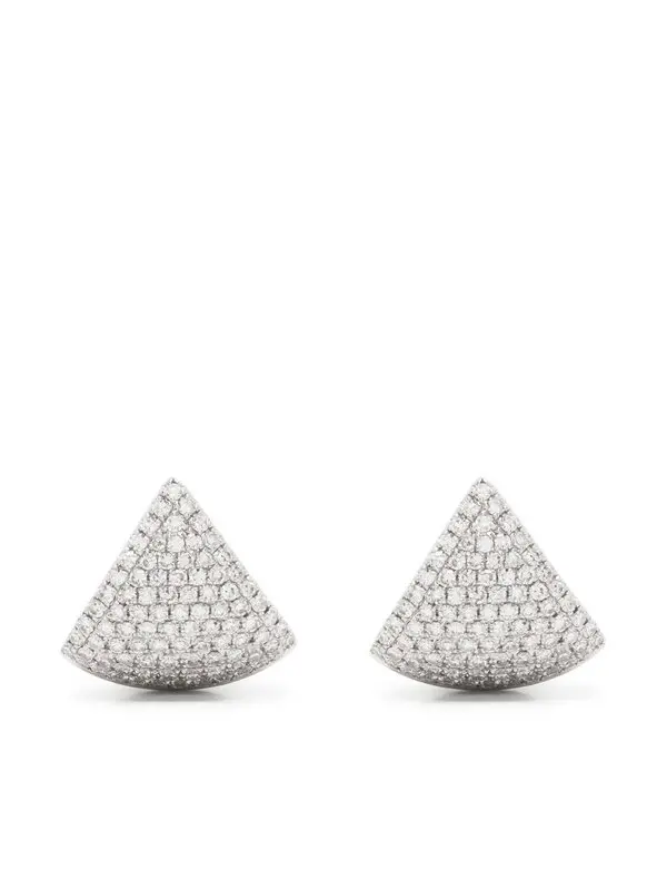 Ef Collection 14kt White Gold Diamond Stud Earring - Silver