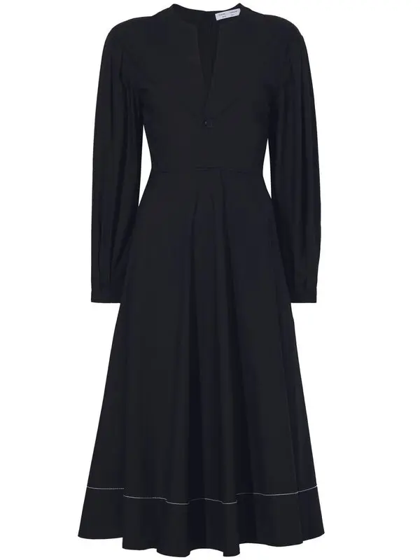 Proenza Schouler White Label V-neck Poplin Midi Dress