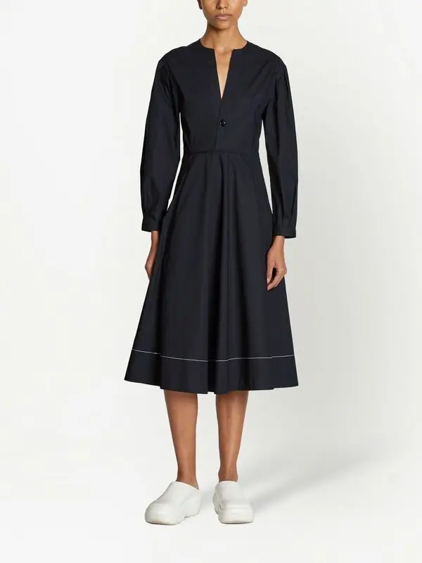 Proenza Schouler White Label V-neck Poplin Midi Dress