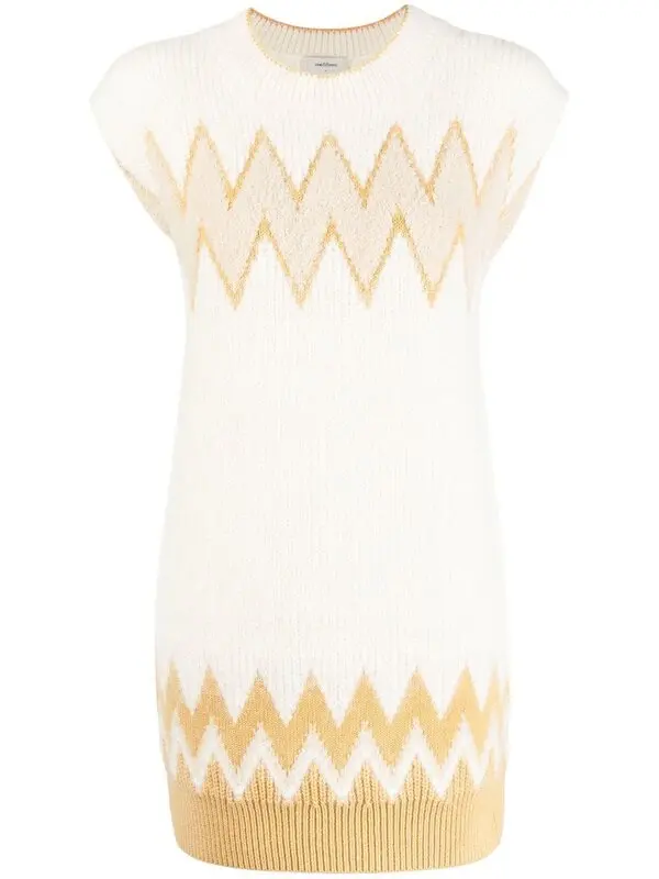 ONEFIFTEEN Zigzag Embroidered Mini Dress - White