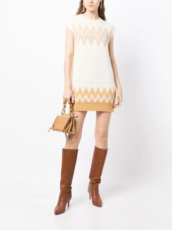 ONEFIFTEEN Zigzag Embroidered Mini Dress