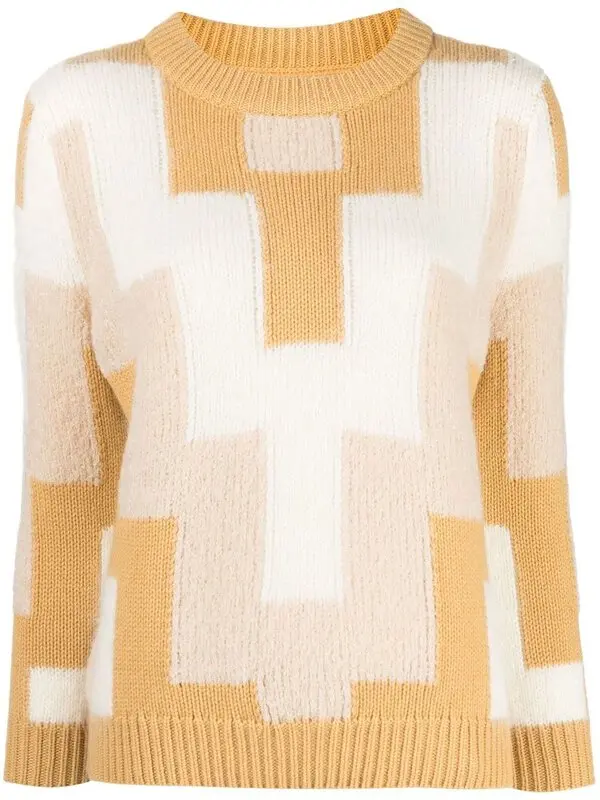 ONEFIFTEEN Geometric-paneled Knit Sweater - Yellow