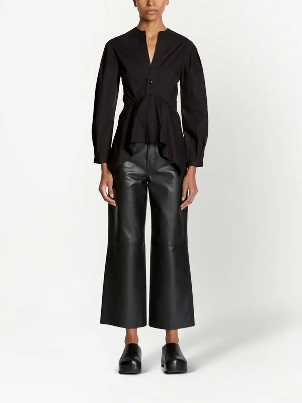 Proenza Schouler White Label V-neck Cotton Poplin Top