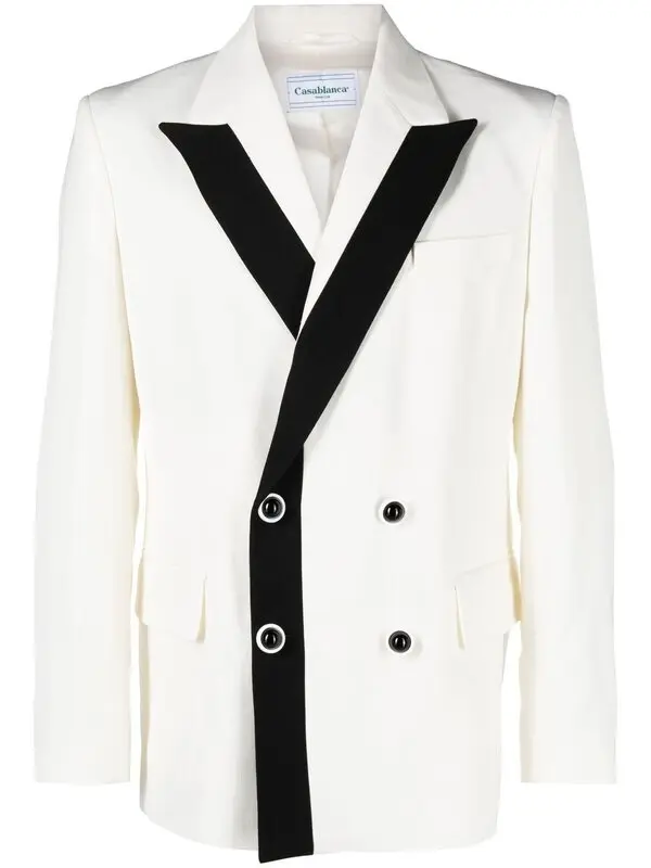 Casablanca Contrast-lapel Double-breasted Blazer - Neutrals