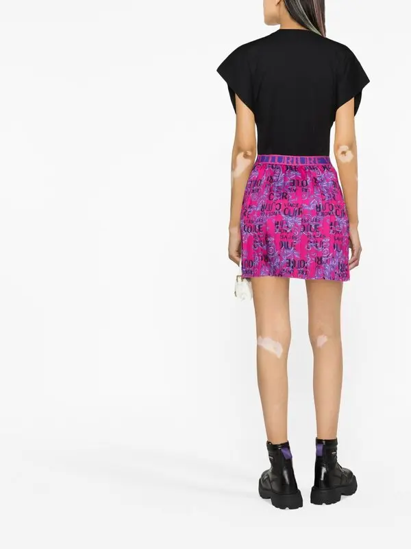 Versace Logo Pleated Miniskirt