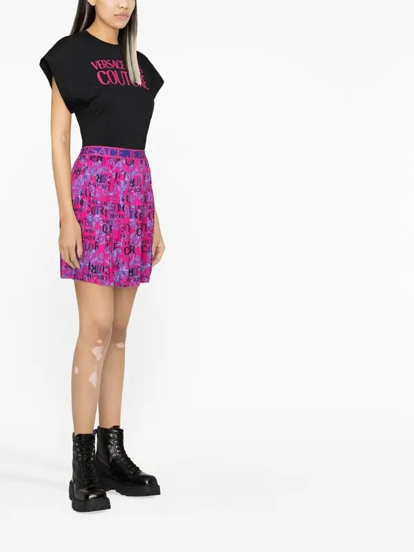 Versace Logo Pleated Miniskirt