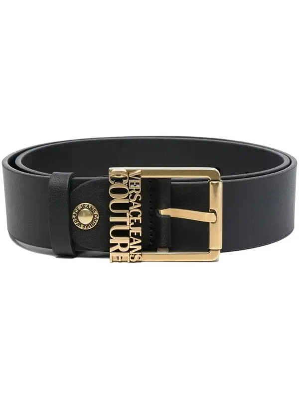 Versace Logo-detail Leather Belt - Black