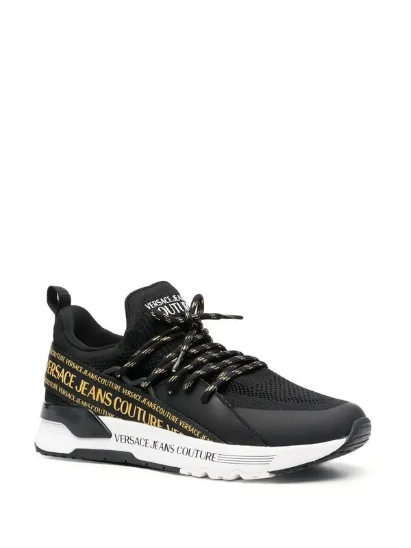 Versace Logo-tape Low-top Sneakers - Black
