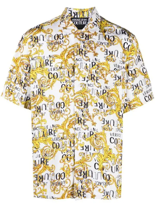 Versace Baroque-print Short-sleeve Shirt - White