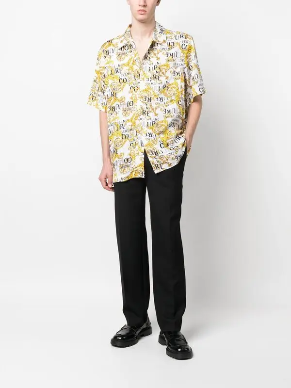 Versace Baroque-print Short-sleeve Shirt - White