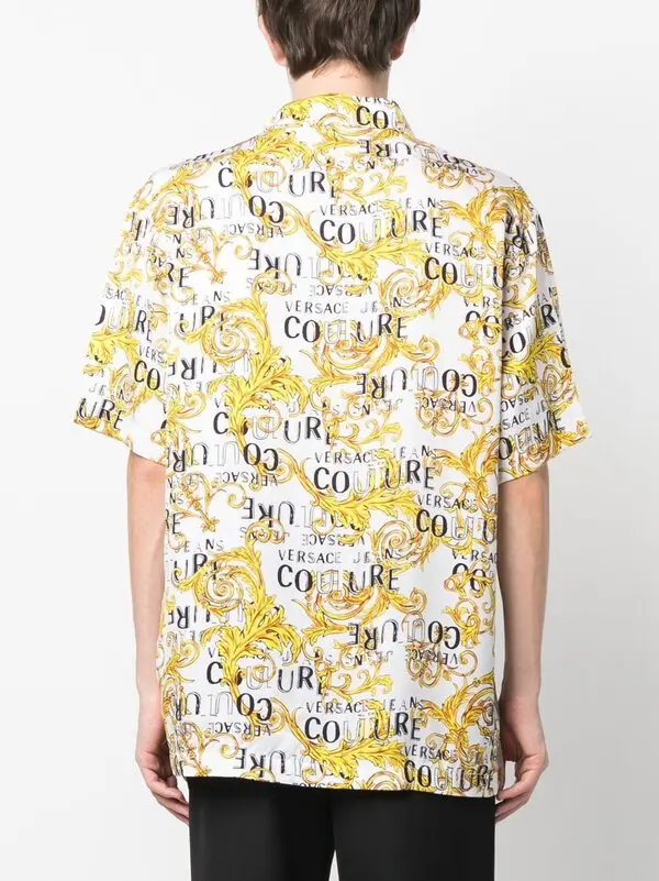 Versace Baroque-print Short-sleeve Shirt - White