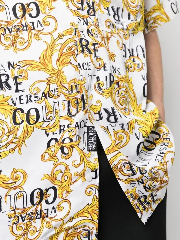 Versace Baroque-print Short-sleeve Shirt - White