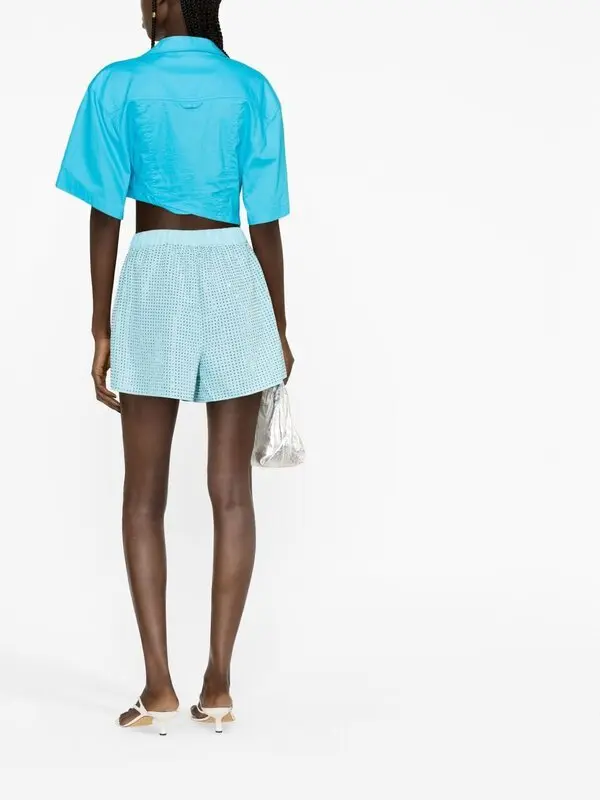 SELF-PORTRAIT Rhinestone-embellished High-waisted Shorts