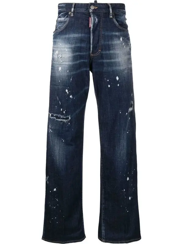 Dsquared2 Distressed-effect Straight-leg Jeans - Blue