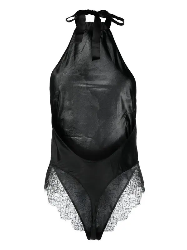 MAISON CLOSE Lace-trim Bodysuit - Black