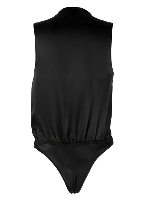 MAISON CLOSE V-neck Silk Bodysuit - Black