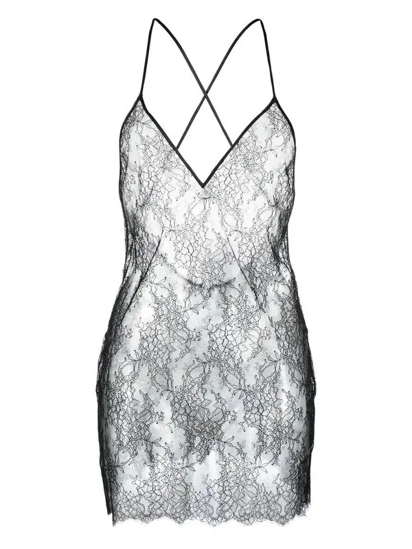 MAISON CLOSE Floral-lace Short Dress - Black