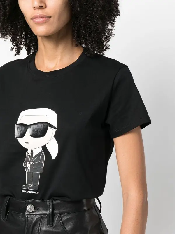 Karl Lagerfeld Ikon Organic-cotton T-shirt - Black