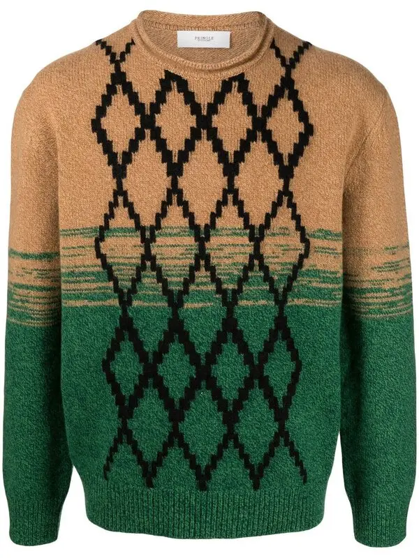 Pringle Of Scotland Argyle-knit Crew-neck Jumper - Brown