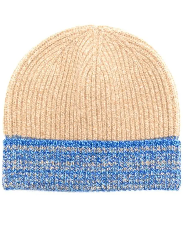 Pringle Of Scotland Two-tone Ribbed Beanie - Neutrals