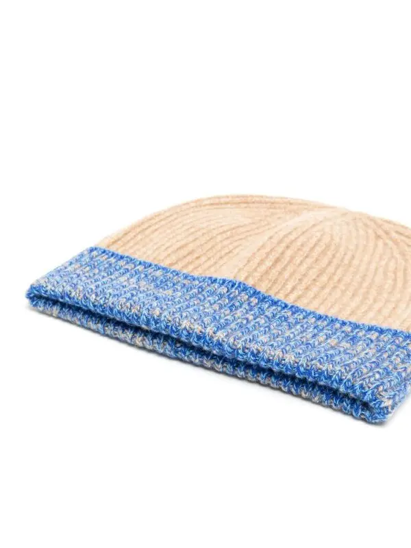 Pringle Of Scotland Two-tone Ribbed Beanie
