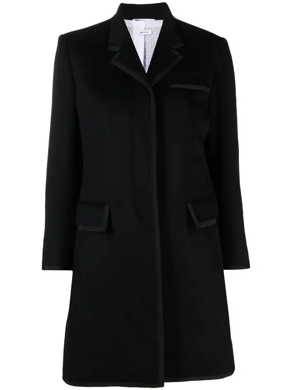 Thom Browne Long Grosgrain Ribbon-trim Coat