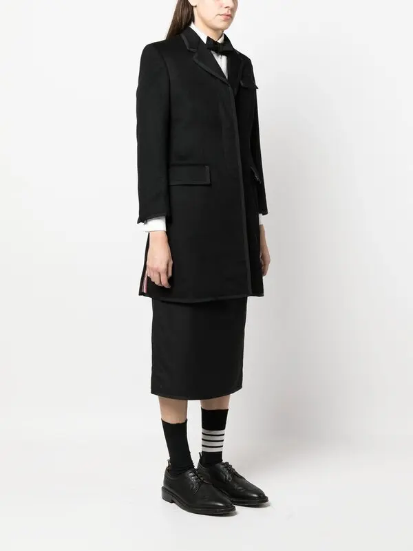 Thom Browne Long Grosgrain Ribbon-trim Coat